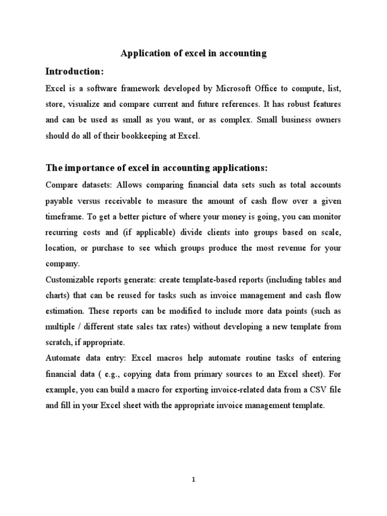 Computer - Application of Excel in Accounting | PDF