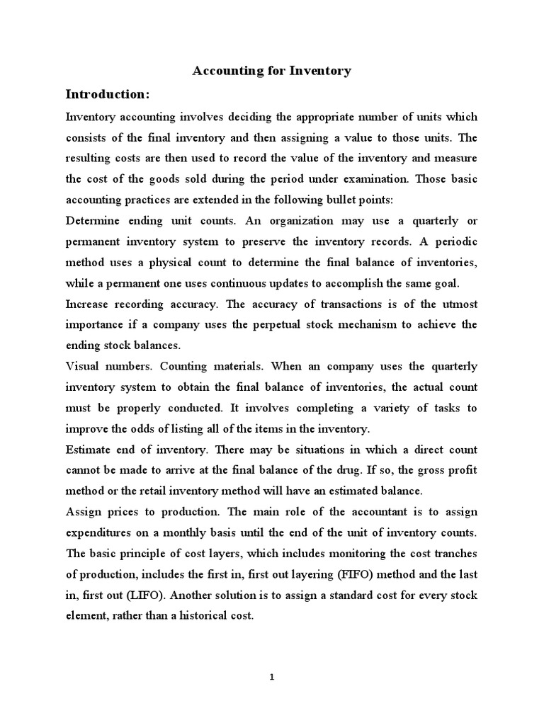 Accounting 1 Accounting For Inventory | PDF | Inventory | Bookkeeping