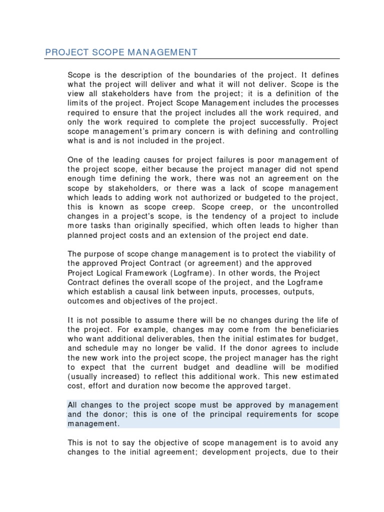 Project Scope Management | PDF