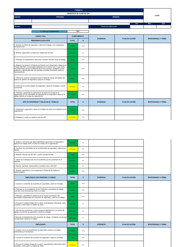 Formato Rendicion de Cuentas Otro Modelo | PDF | Planificación | Business