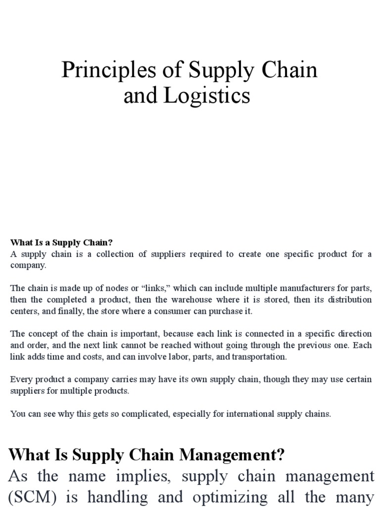 Principles of Supply Chain and Logistics - April 20 - 2022 ...