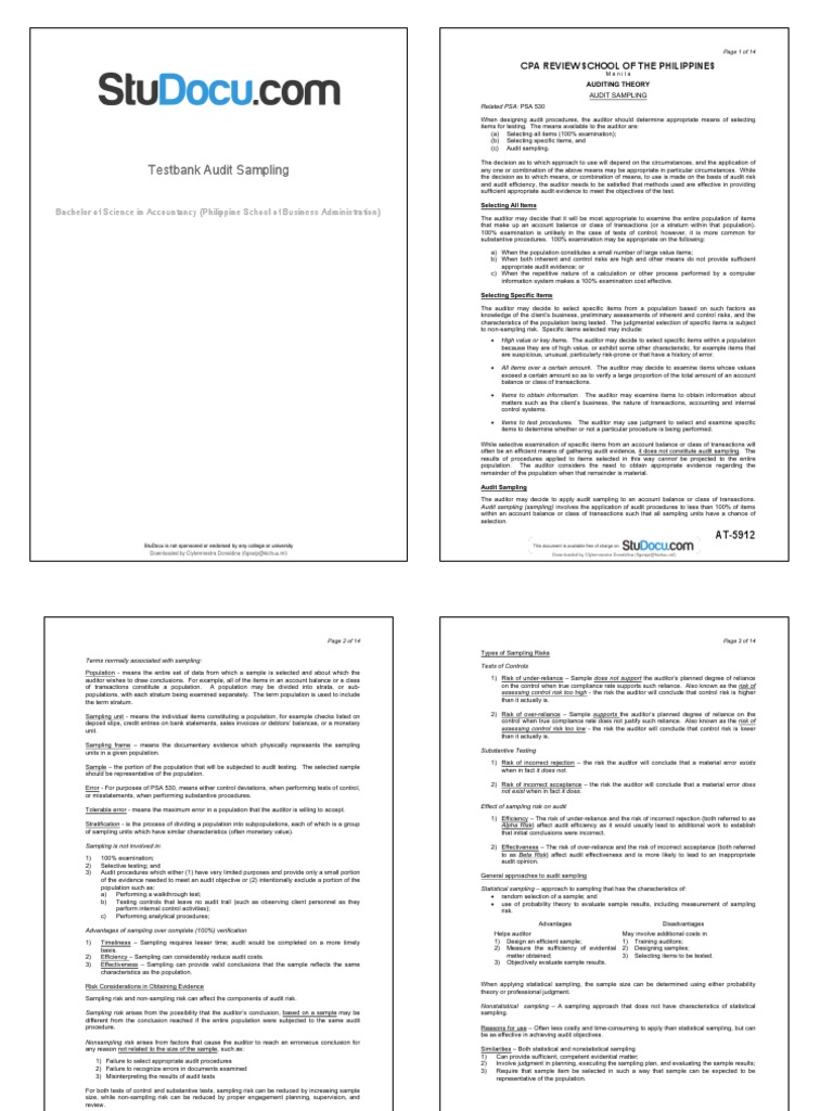 Audit Sampling Techniques Overview | PDF | Sampling (Statistics) | Audit
