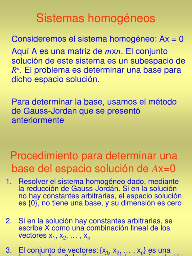 Clase 16 Sistemas Homogeneos | Descargar gratis PDF | Base (álgebra ...