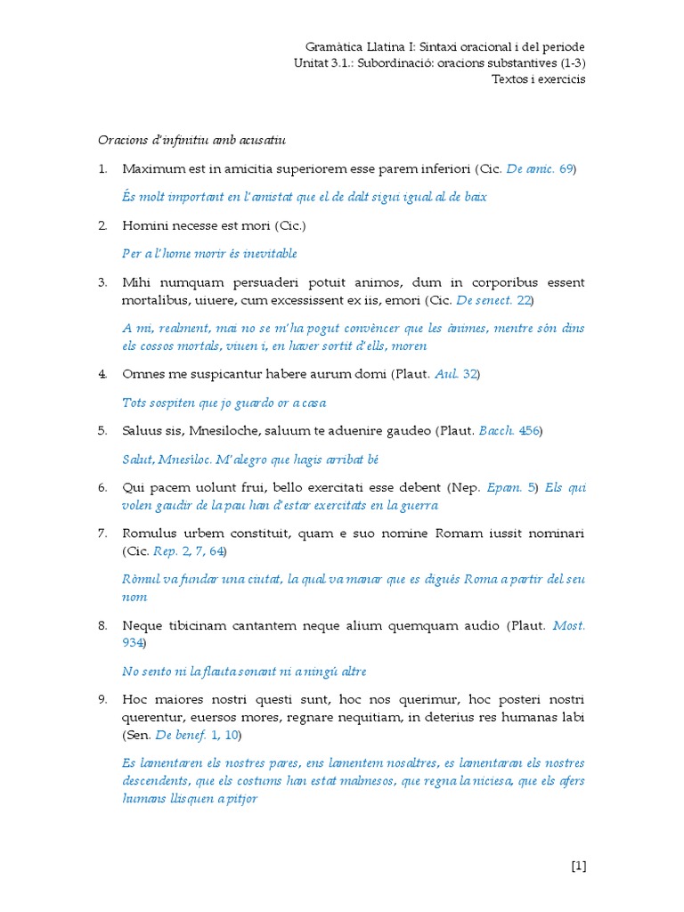 Exercicis - 3. 1. Subordinació Substantiva (Correcció) | PDF