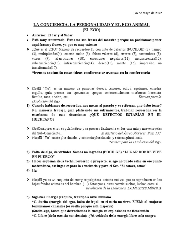 7 - La Conciencia, La Personalidad y El Ego Animal (1) COMENTARIOS ...