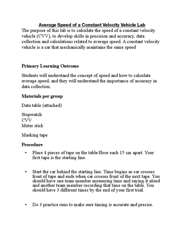 Speed Lab | PDF | Speed | Velocity