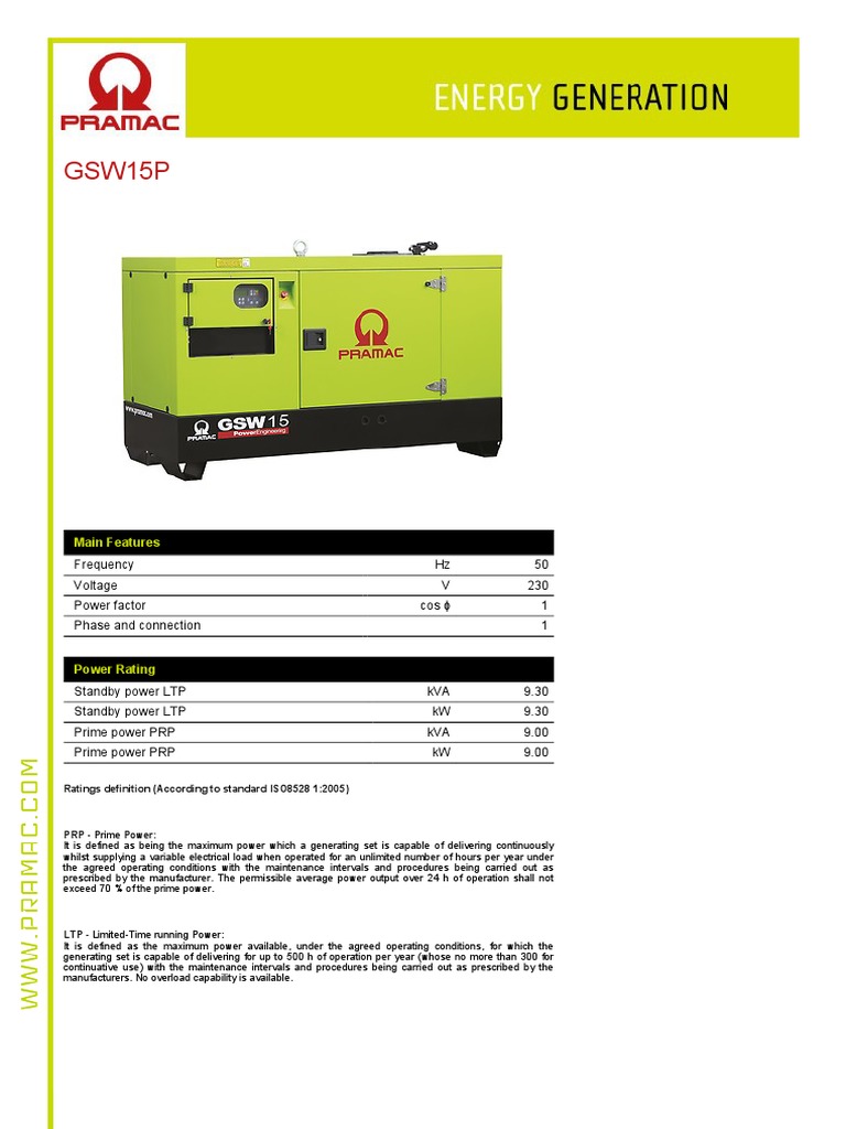 Pramac GSW15P S AS Product Card | PDF | Electrical Engineering ...