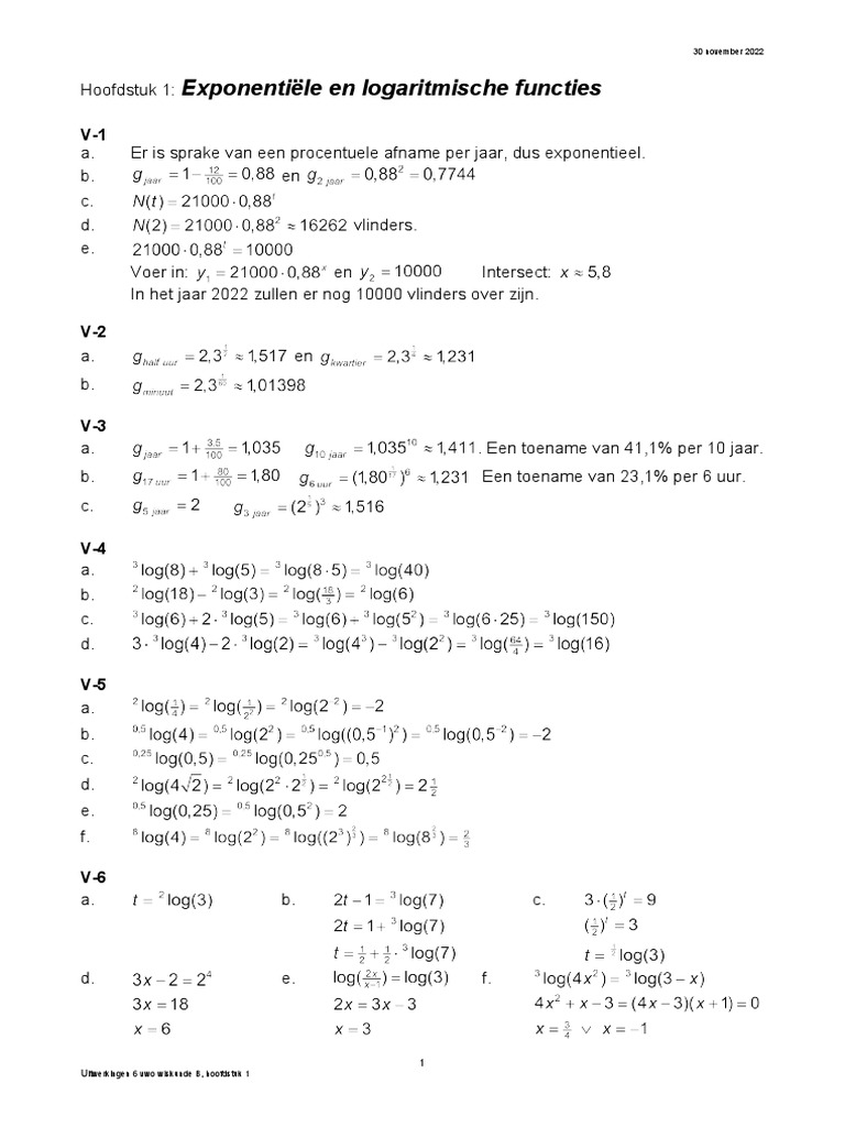 H1 - Exponentiële en Logaritmische Functies | PDF