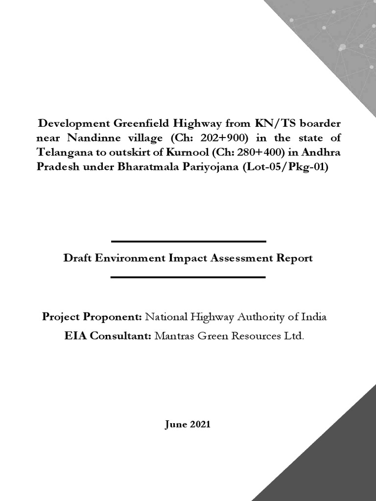 Draft EIA Report Knts Border To Kurnool Road | PDF | Environmental ... Draft EIA Report Knts Border To Kurnool Road | PDF | Environmental ...