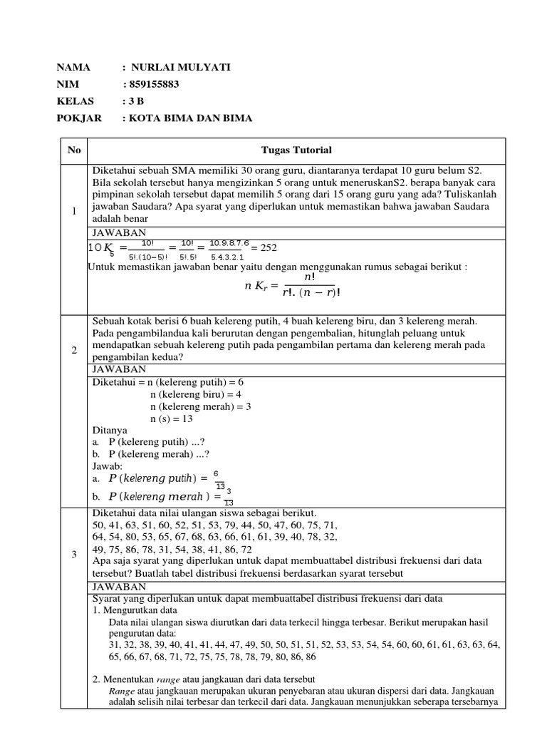 Tugas Tutorial 3 PDGK4108 - MTK | PDF