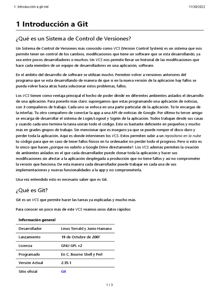 1 Introducción A Git | PDF | Control de versiones | Software de la aplicacion