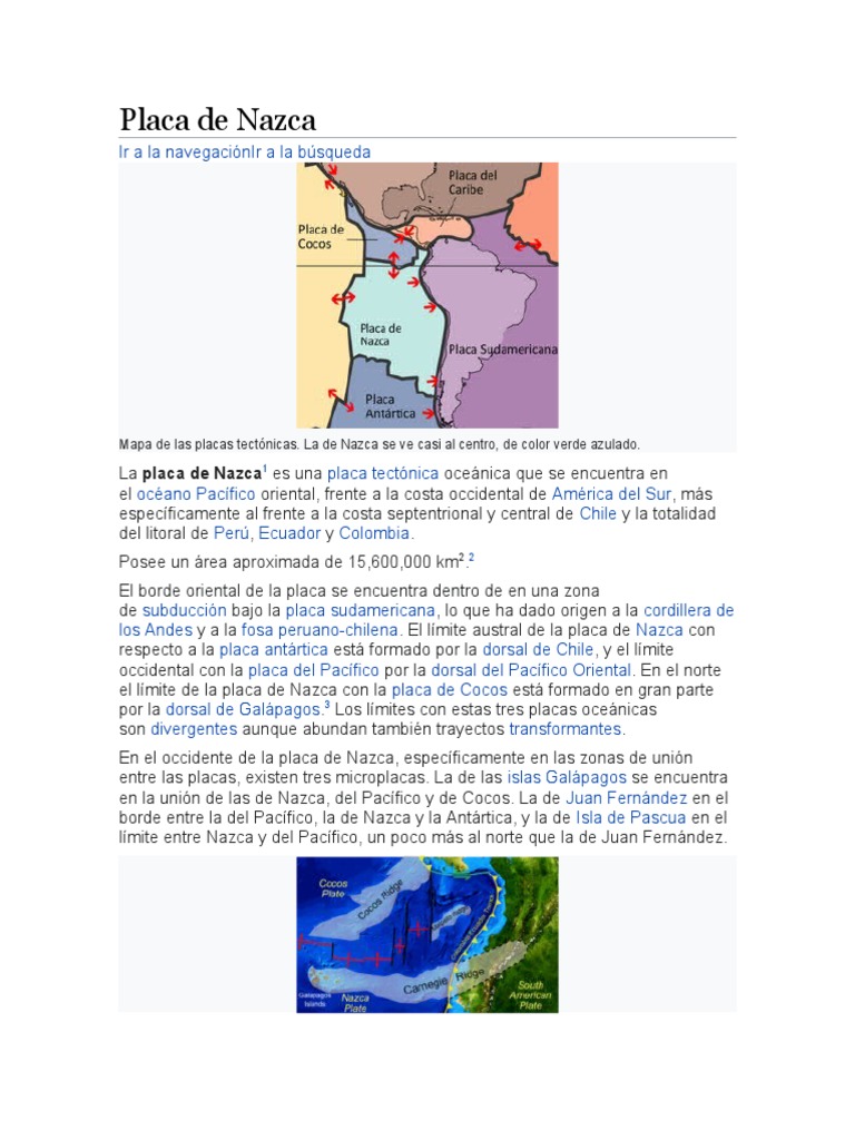 La placa de Nazca: una placa tectónica oceánica frente a la costa de ... La placa de Nazca: una placa tectónica oceánica frente a la costa de ...