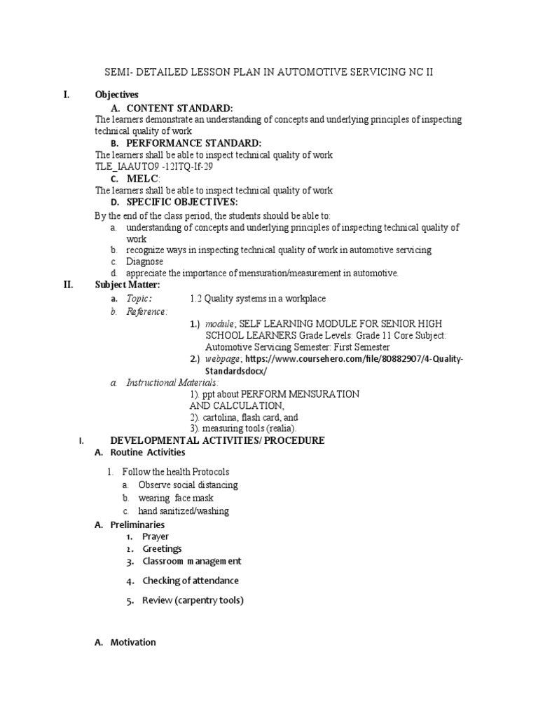 LESSON 10 (ITQ) 1.0 Quality Systems in A Workplace | PDF