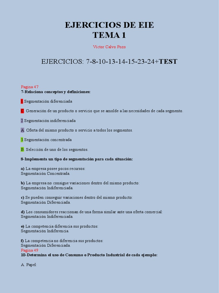 Ejercicios Tema1 Eie Victor Calvo | PDF | Mercado (economía) | Publicidad