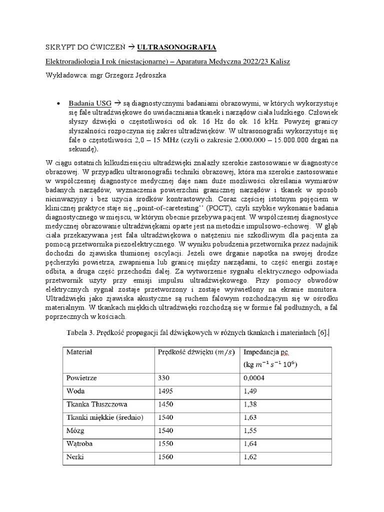 Skrypt Ultrasonografia | PDF
