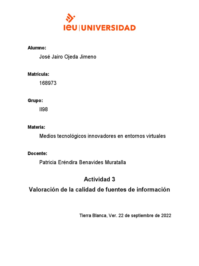 Valoracion de La Calida de Fuentes de Información | PDF | Red mundial ...