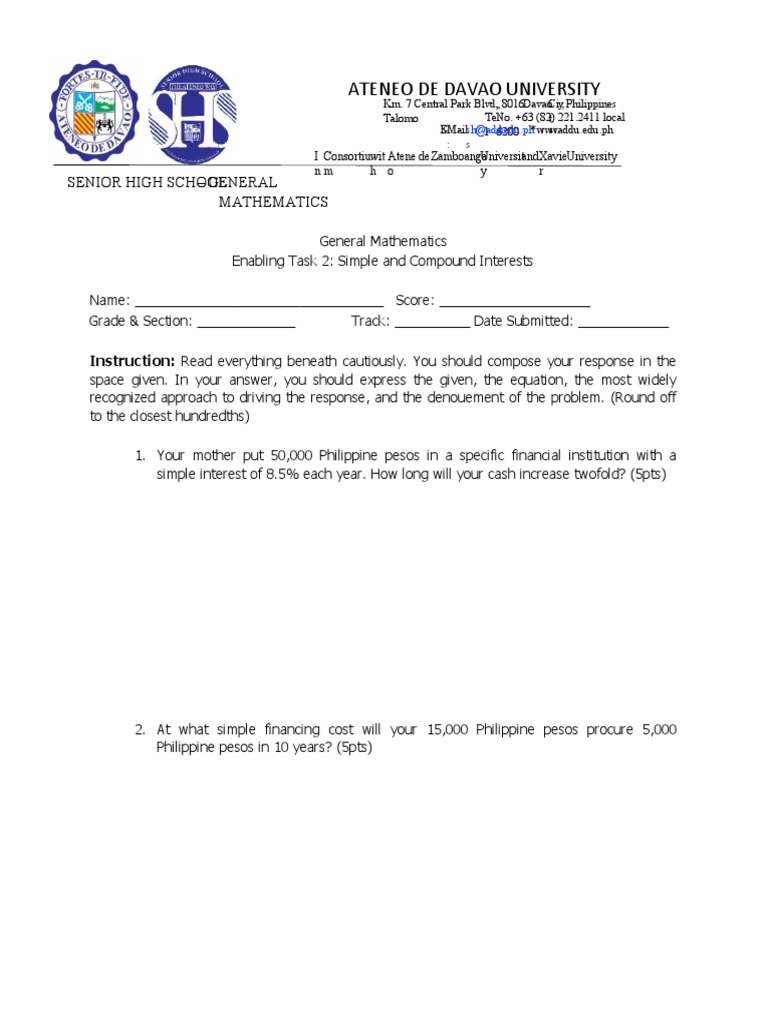 Ateneo de Davao University Senior High School General Mathematics ...