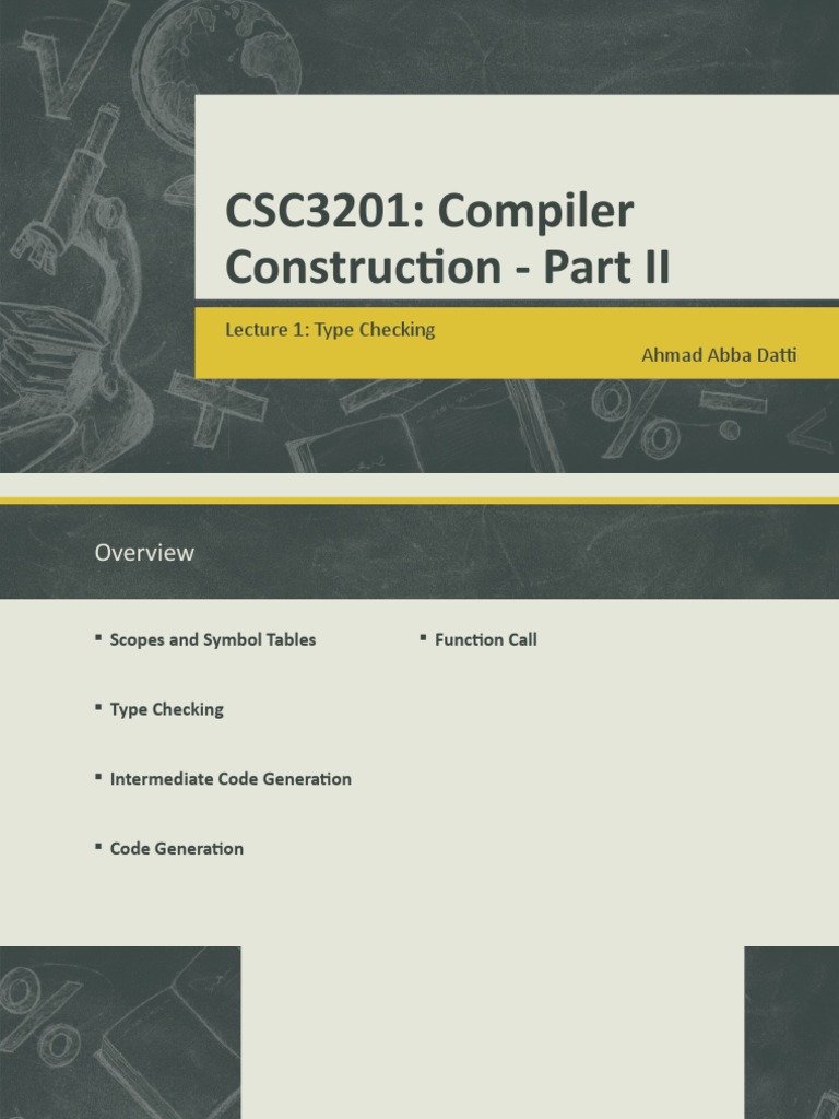 CSC3201 - Compiler Construction (Part II) - Lecture 1 - Type Checking | PDF | Scope (Computer ...