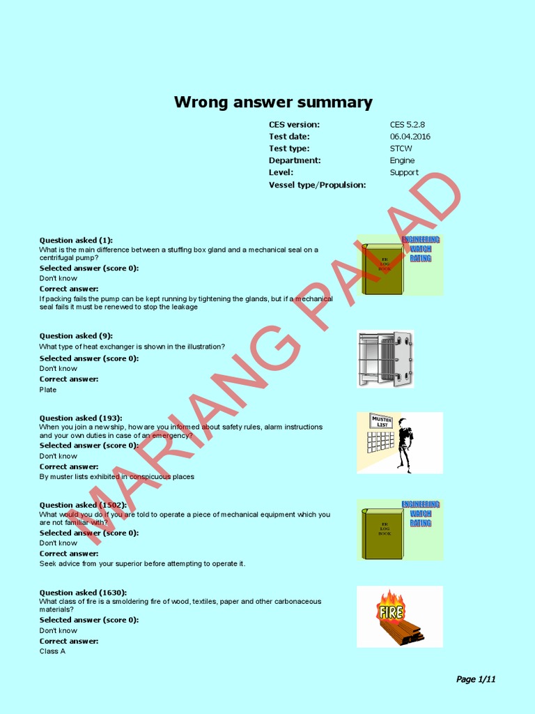 Mariang Palad: Wrong Answer Summary | PDF | Pump | Boiler