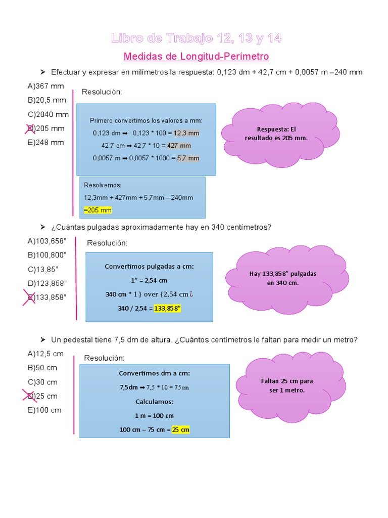 Ejercicios de La Unidad 12,13 y 14 | PDF | Unidades de medida | Matemática Elemental