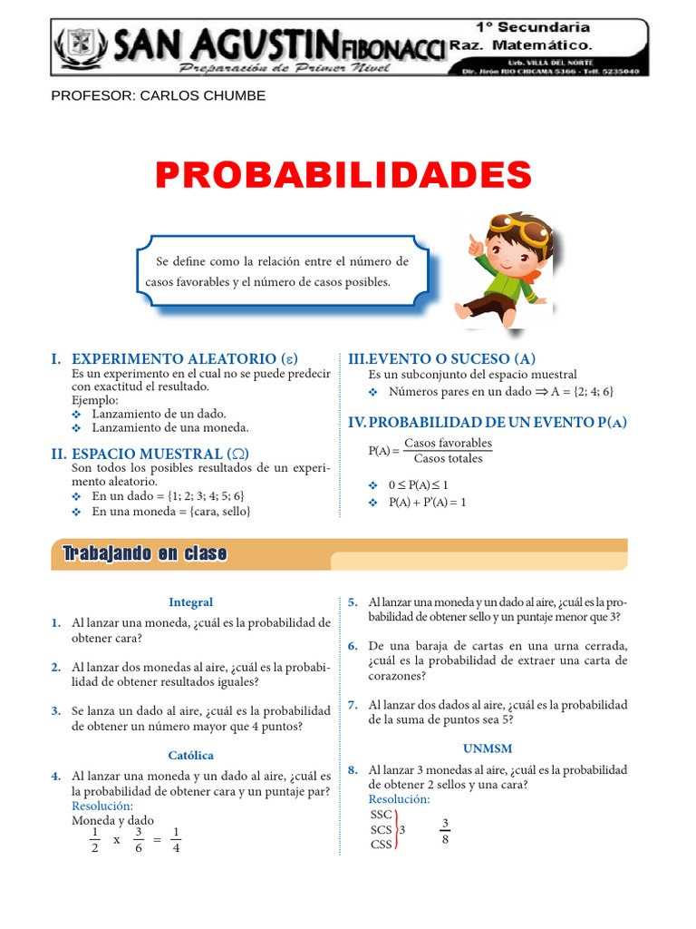 Probabilidades: Conceptos básicos y ejemplos de cálculo | PDF | Probabilidad | Probabilidades y ...