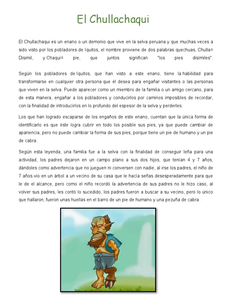 Leyenda del Chullachaqui en la Selva | PDF | Religión y espiritualidad