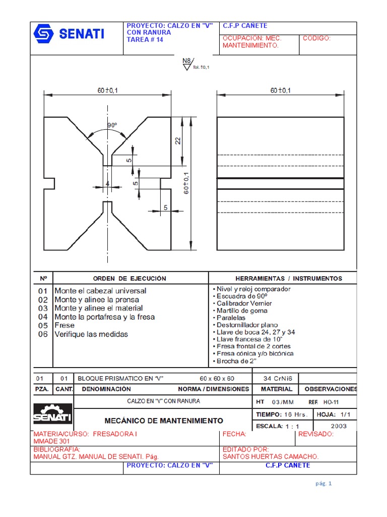T 09 Calzo en V Con Ranura Fresadora I | PDF