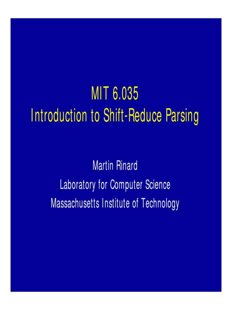 Introduction To Shift Reduce Parsing Pdf Parsing Grammar