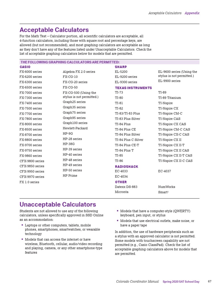 SAT Approved Calculators List 2024 | PDF | Consumer Electronics ...