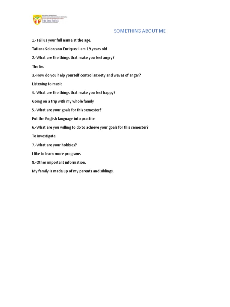 Something About Me | PDF | Self-Improvement