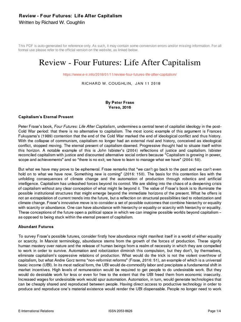 Review Four Futures Life After Capitalism | Download Free PDF ...