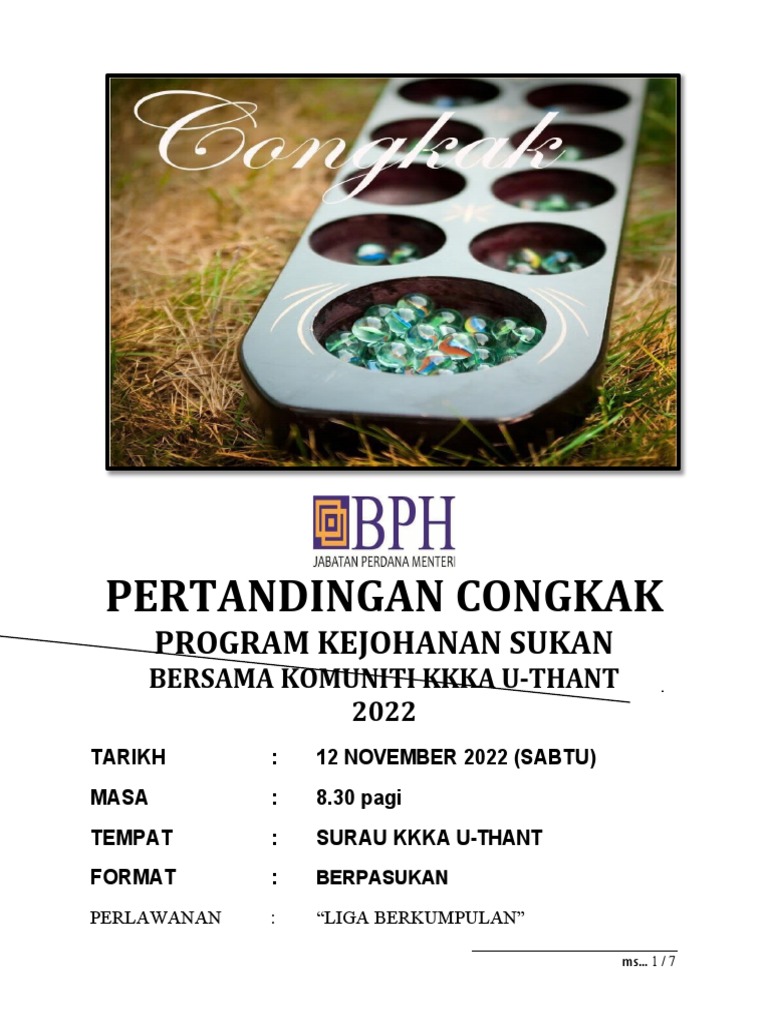 Peraturan Pertandingan Congkak - Kkka U-Thant 2022 | PDF