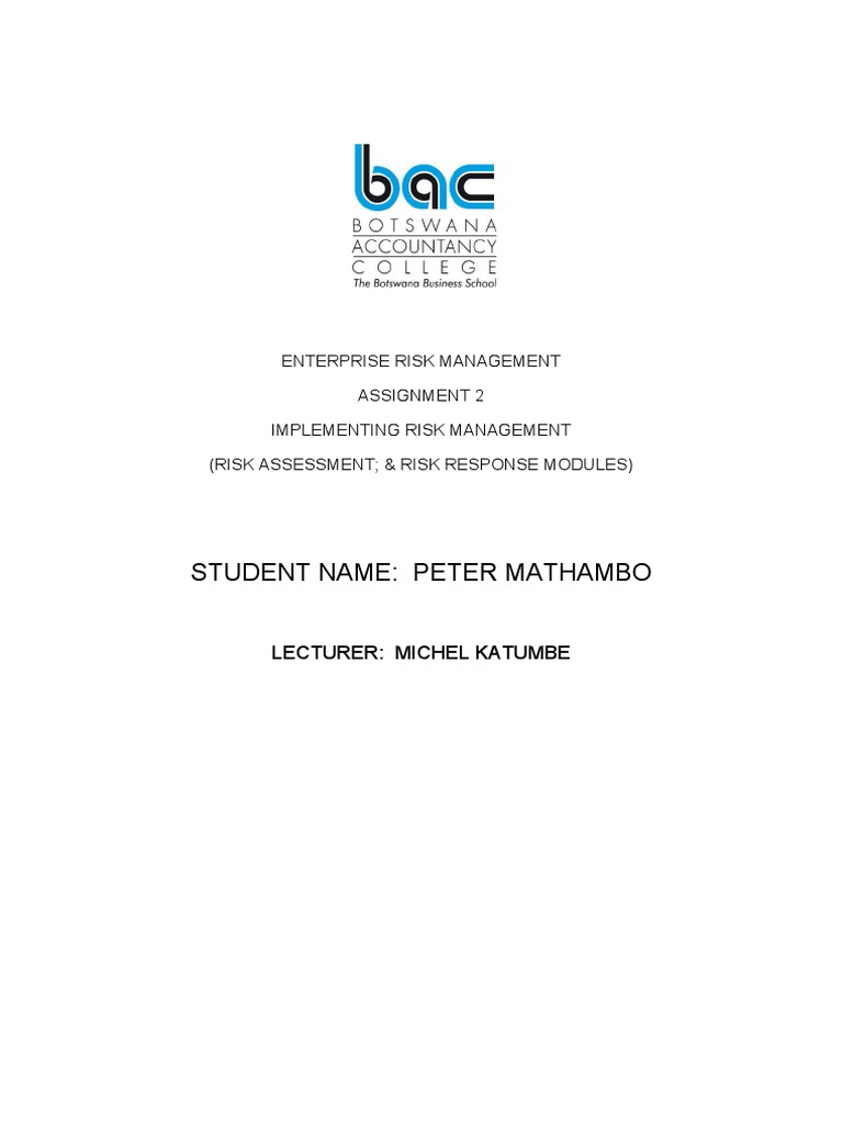 Enterprise Risk Management Assignment 2 Download Free Pdf Risk