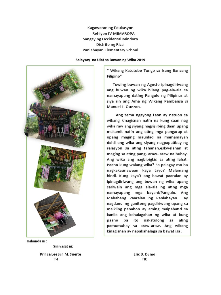 Narrative Report Buwan NG Wika | PDF