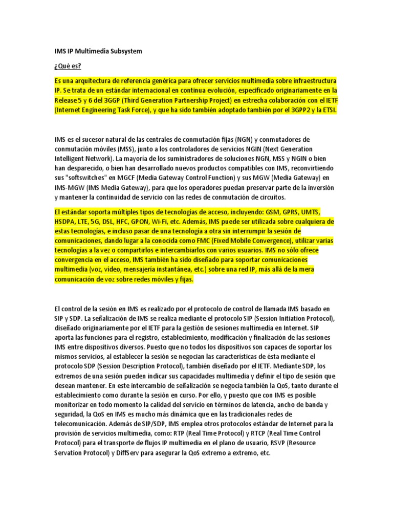IMS IP Multimedia Subsystem + VoLTE | PDF | Subsistema multimedia IP | 3 G