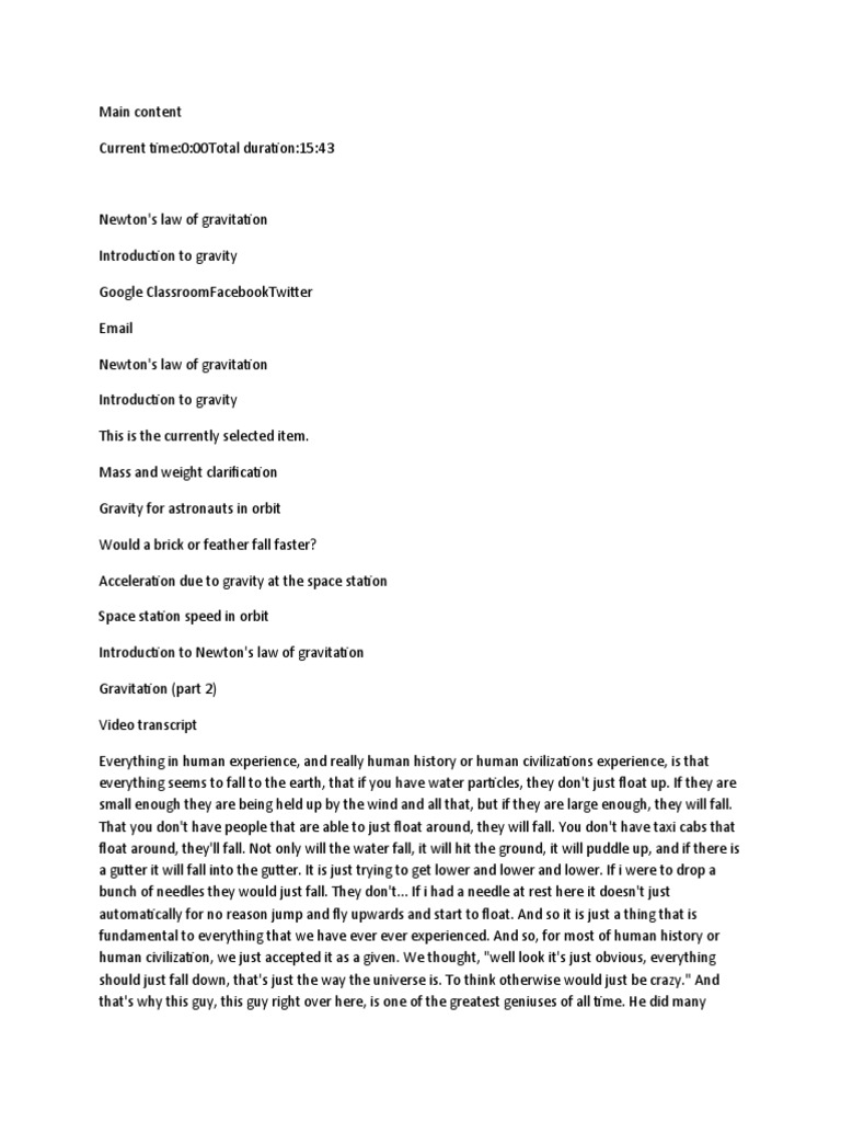 Newton's Gravity Explained | PDF | Mass | Force