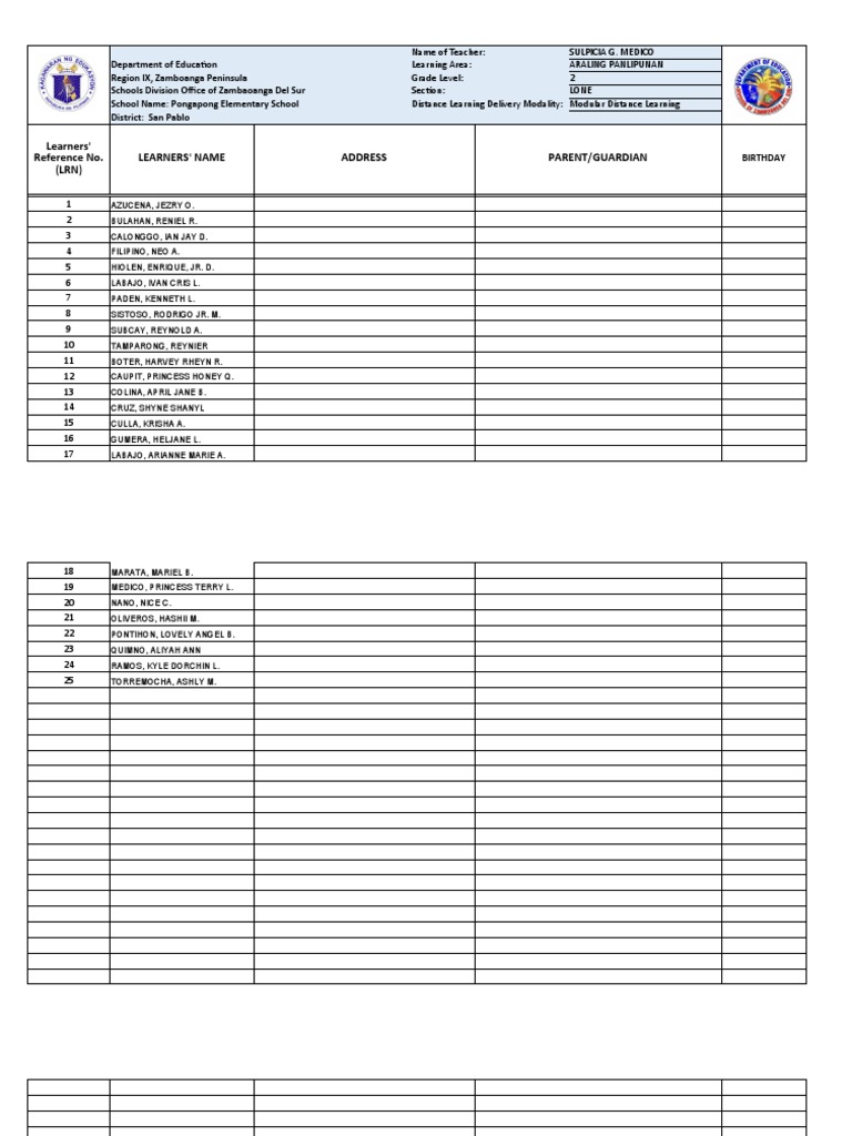 Generic-EClass-Record-1ST Quarter-MAPEH | PDF