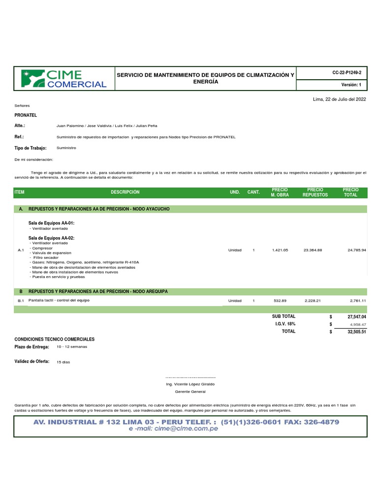 CC-22-P1249 Pronatel - Correctivos AA Precision - 2 | PDF