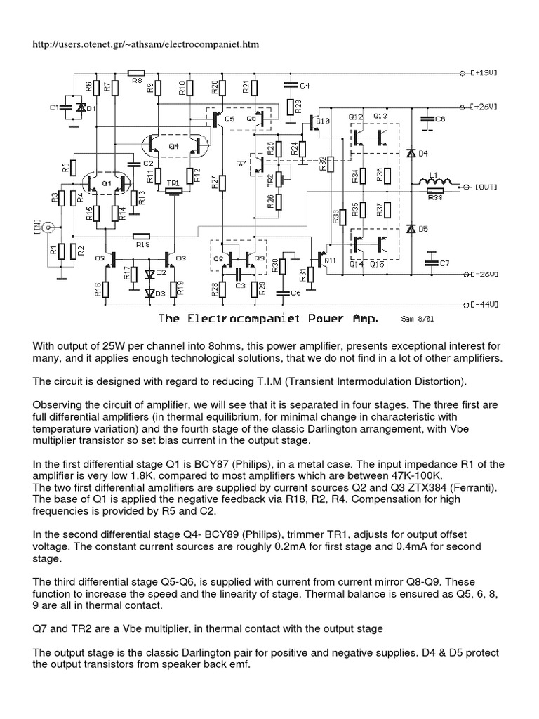 Electrocompaniet 25W PWR SCH | PDF | Amplifier | Electromagnetism