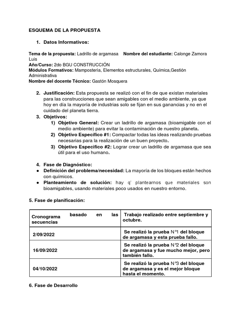 Esquema Propuesta Bloque de Argamasa | PDF | Ladrillo | Entorno natural