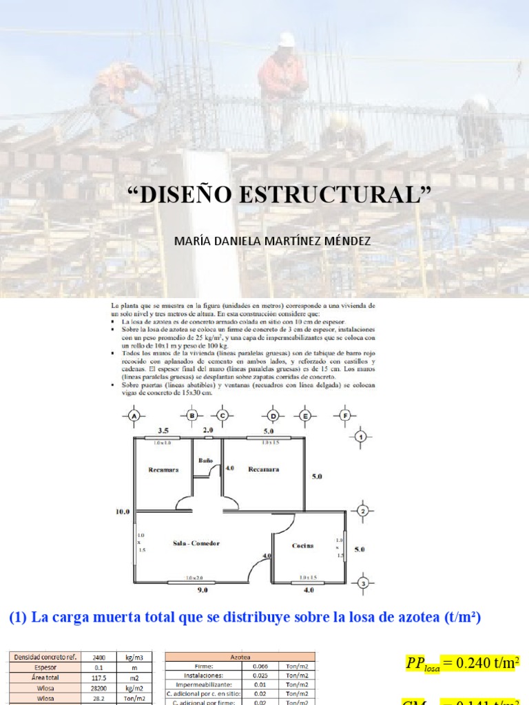 Análisis estructural y cálculo de cargas para una losa de azotea y sus elementos de soporte | PDF
