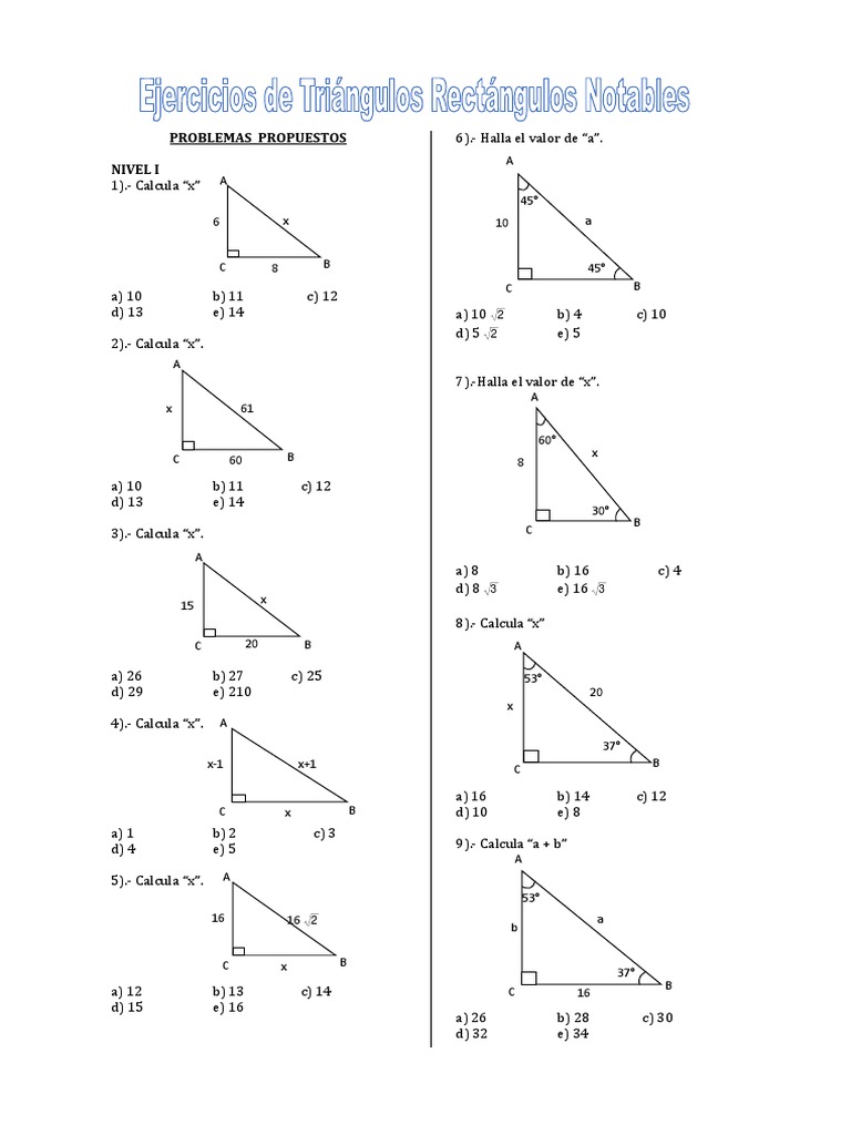 Ejercicios 06-de-Triángulos-Rectángulos-Notables | PDF