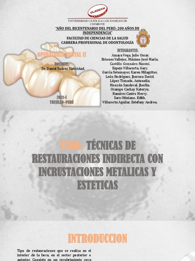 Tecnicas de Restauracion Indirecta Con Incrustaciones Metalicas y ...
