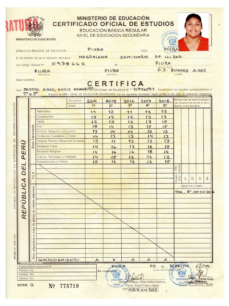 Certificado de Estudios | PDF