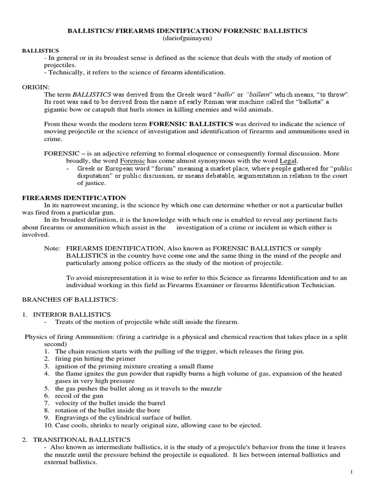 FORENSIC BALLISTICS IDENTIFICATION SCIENCE | PDF | Cartridge (Firearms ...
