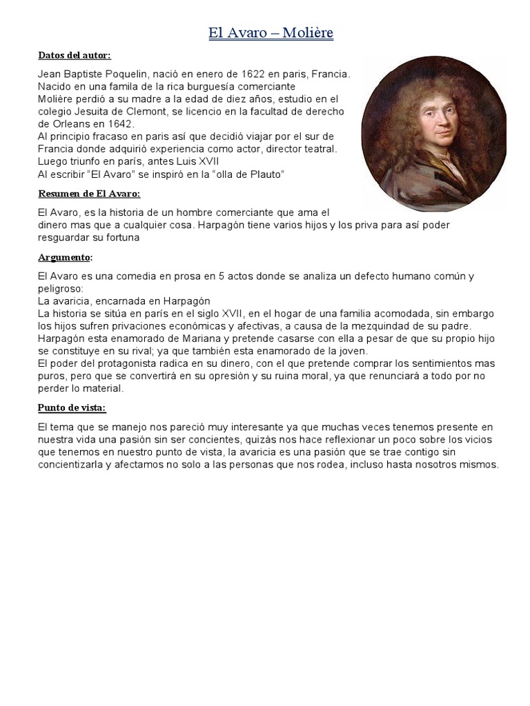 El Avaro | PDF | Clásicos