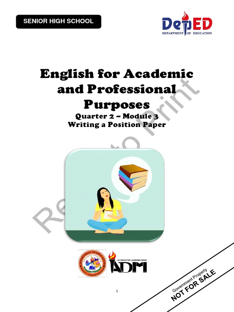 EAPP q4 Mod3 Writingpositionpaper v5 | PDF | Drug Test | Essays