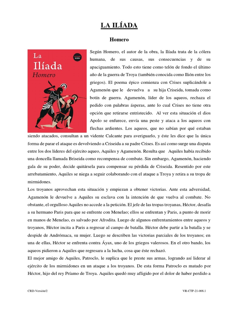Resumen de La Ilíada y La Odisea | PDF | Héctor | Odiseo