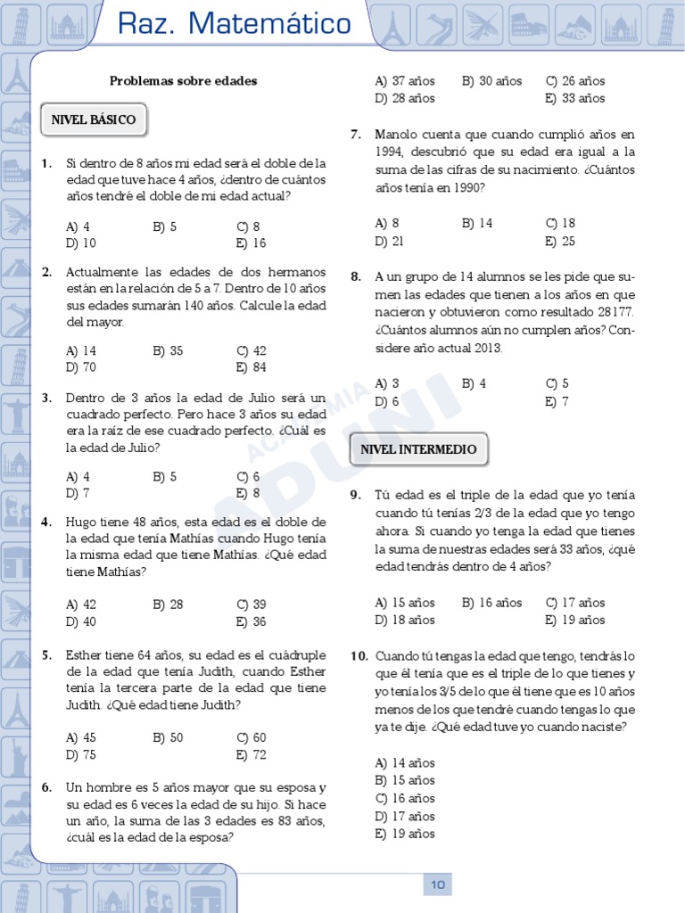 RM Problemas Sobre Edades | PDF
