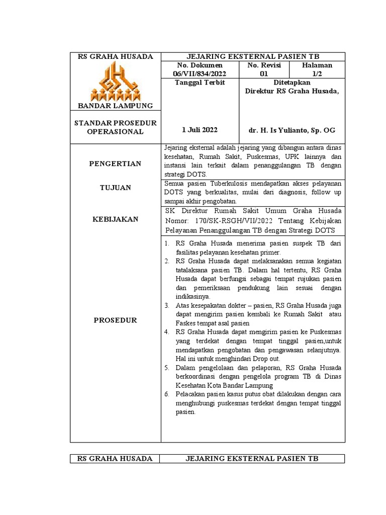 Sop Jejaring Eksternal TB Dots | PDF